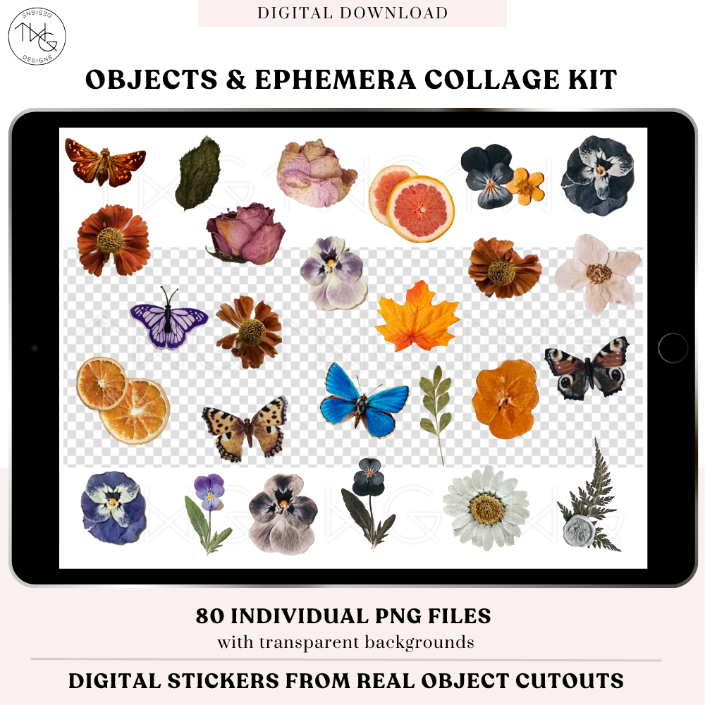 Objects And Ephemera Digital Sticker Collage Kit Twg Designs