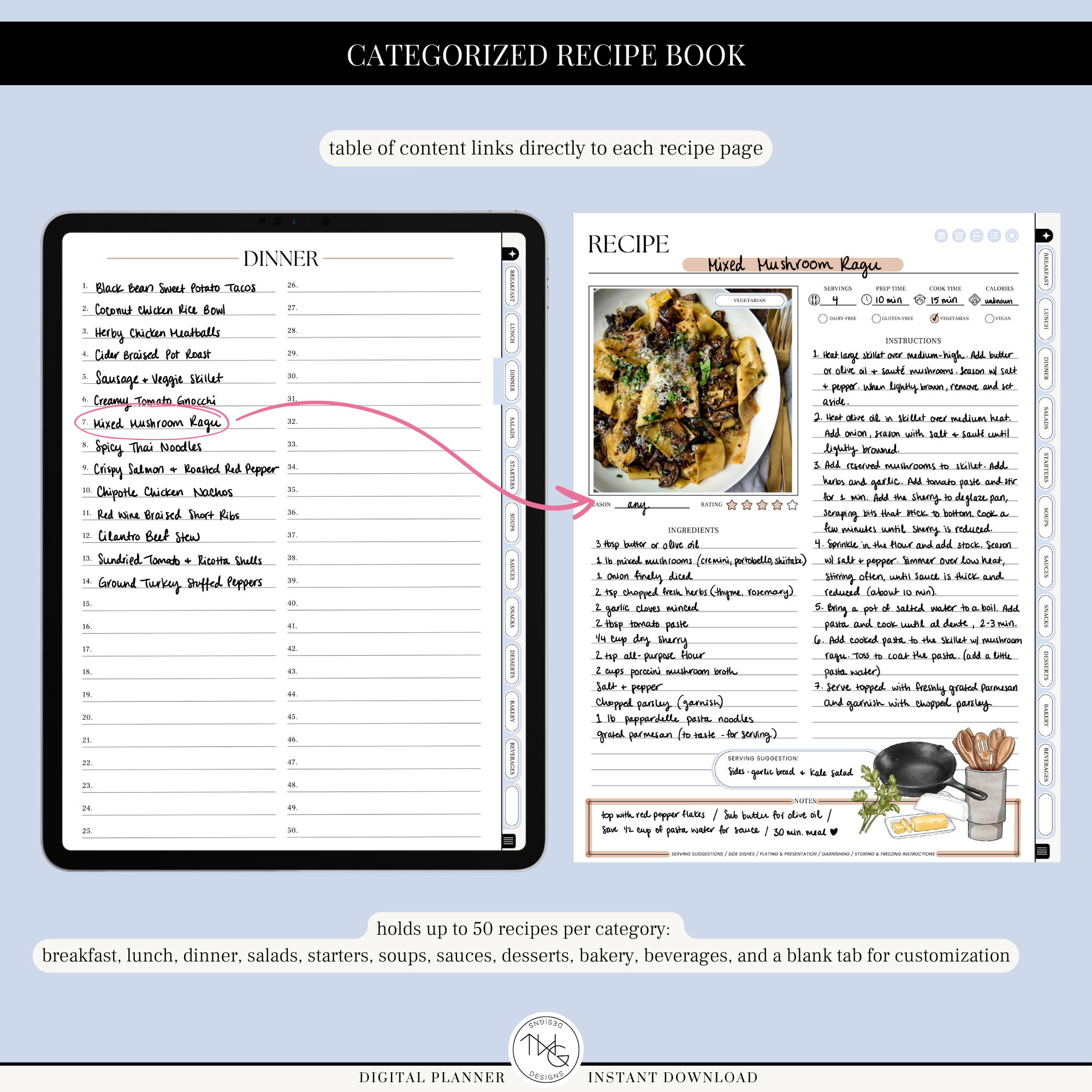 La Cocina Digital Recipe Book and Meal Planner – TWG Designs
