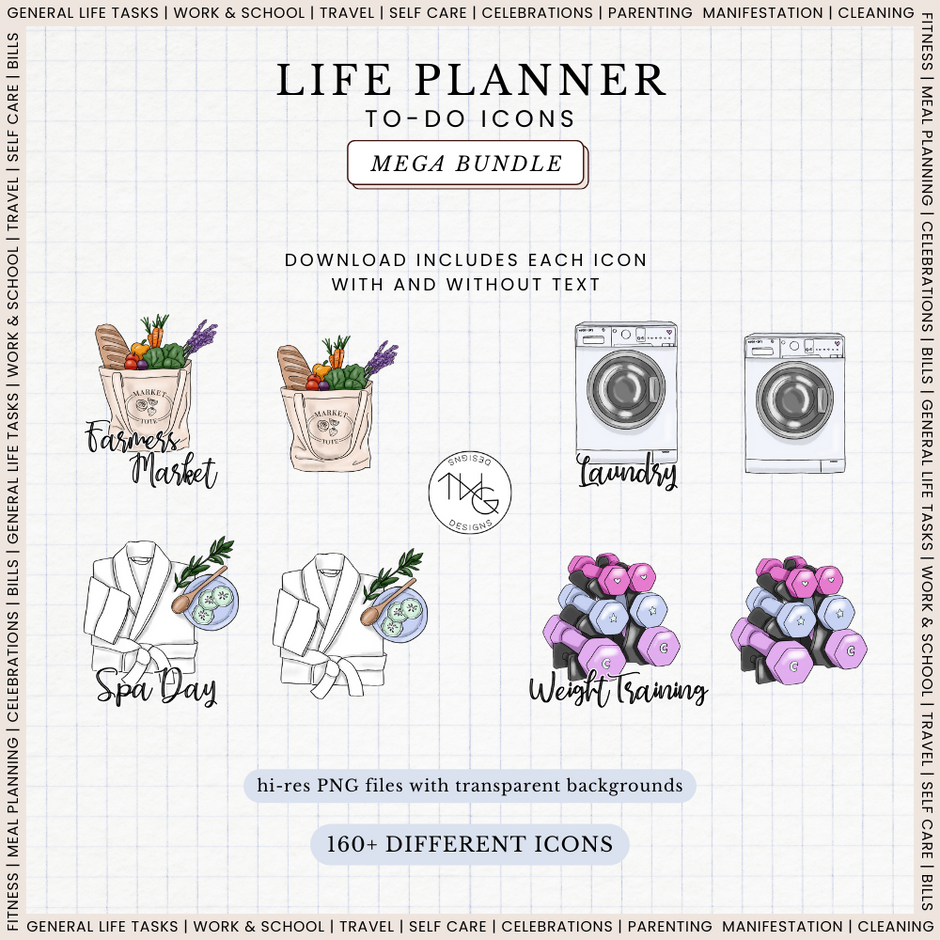 Enhance Your Planner with Unique Planner Icon Clipart Graphics – TWG ...