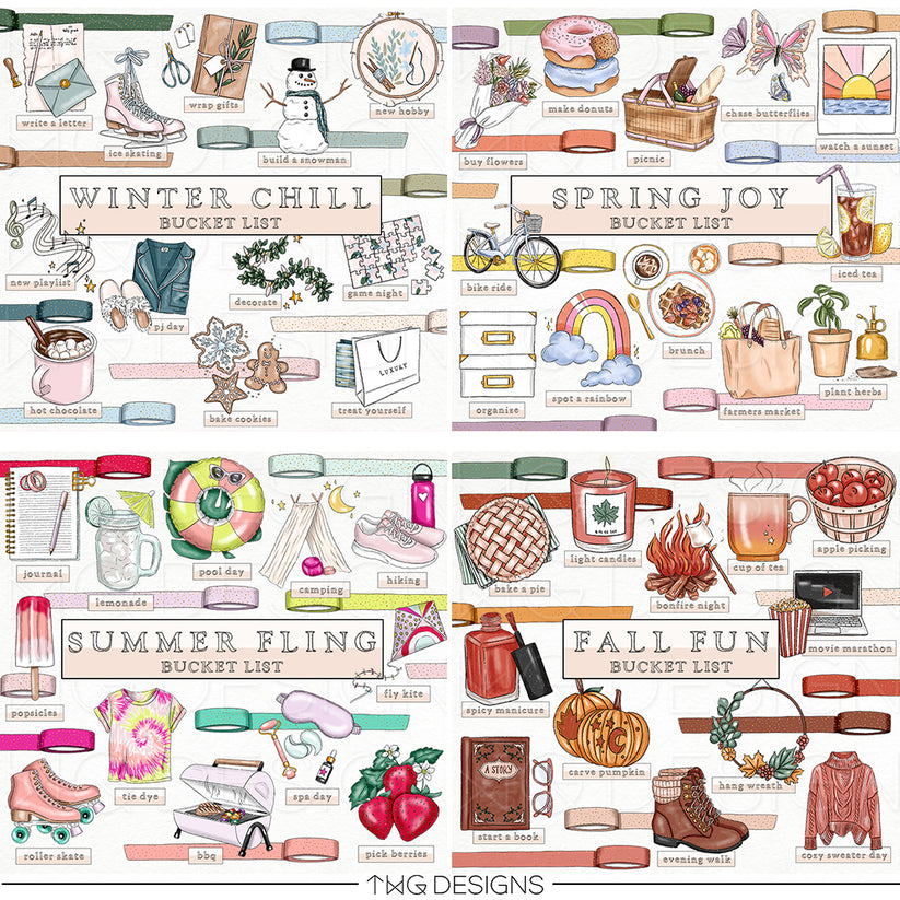 Seasonal Bucket List Icons - MEGA BUNDLE – TWG Designs