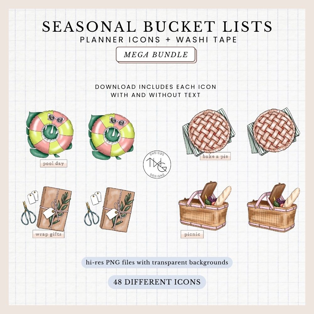 Seasonal Bucket List Icons - MEGA BUNDLE – TWG Designs