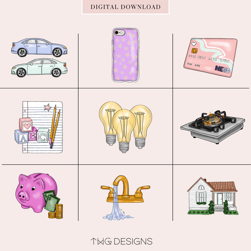 Bills Bills Bills - Task Planner Icons – TWG Designs